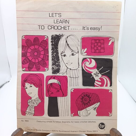 Boye Needles | Office | Vintage Boye Brand Book Lets Learn To Crochet ...